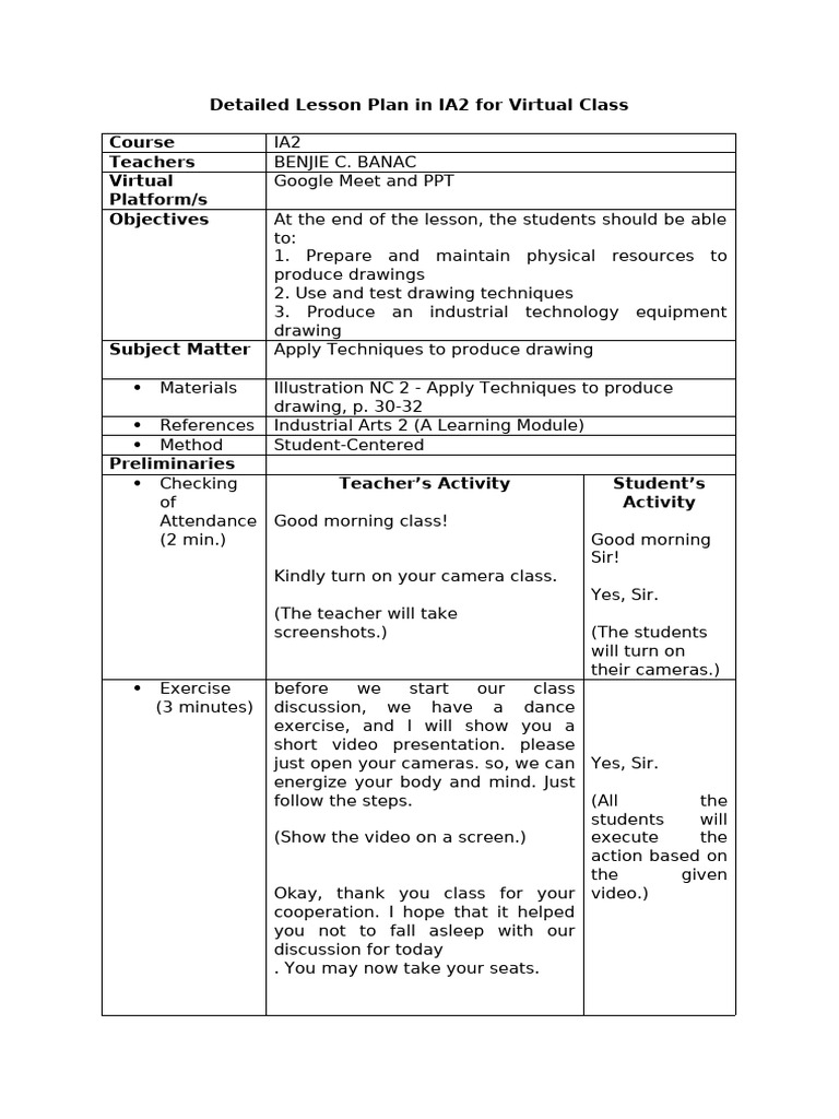 VIRTUAL AND F2F 14-1-2022detailed Lesson Plan in IA2 ILLUSTRATION NC 2 ...