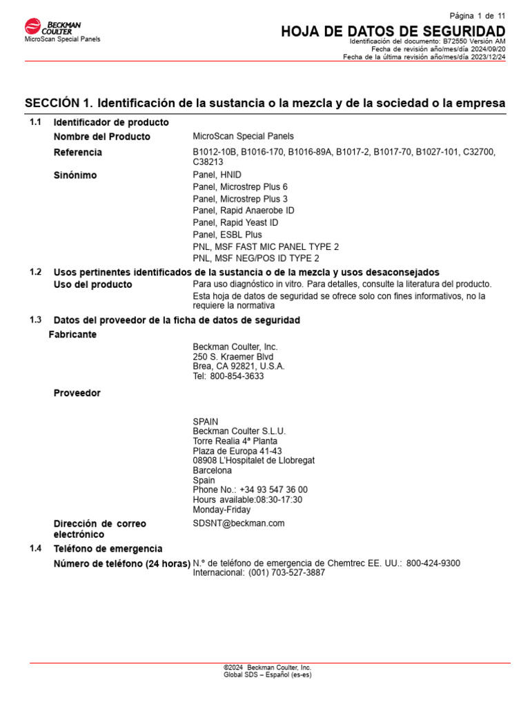B1017-70 MSDS | PDF | Residuos | Toxicidad