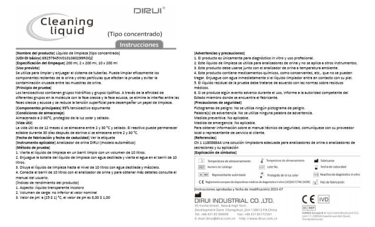 Cleaning Liquid (Concentrated Type) IFU 2023 07 - Esp | PDF ...