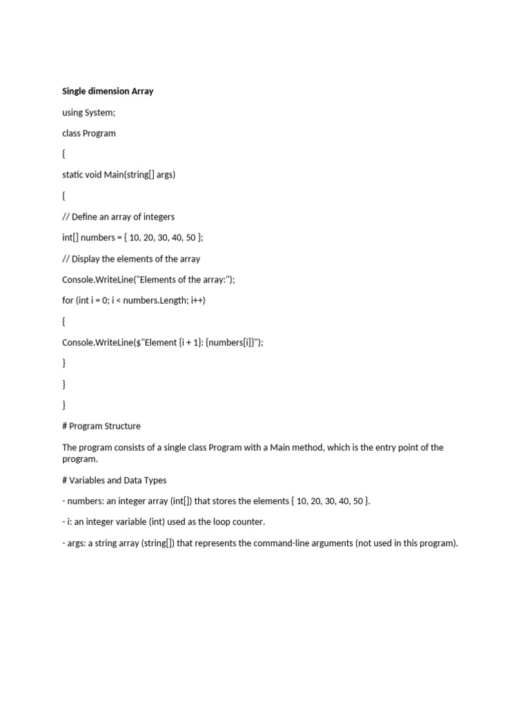 Arrays in C# | PDF | Computer Engineering | Computer Programming