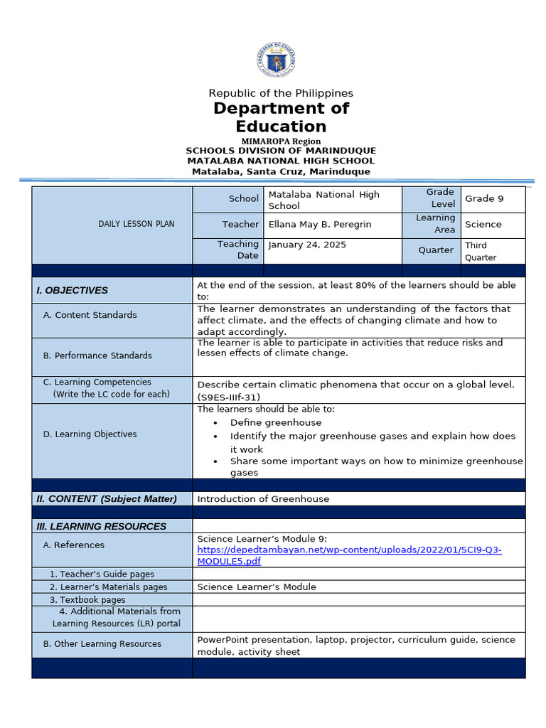 Detailed Lesson Plan For Introduction of Greenhouse | PDF | Greenhouse ...