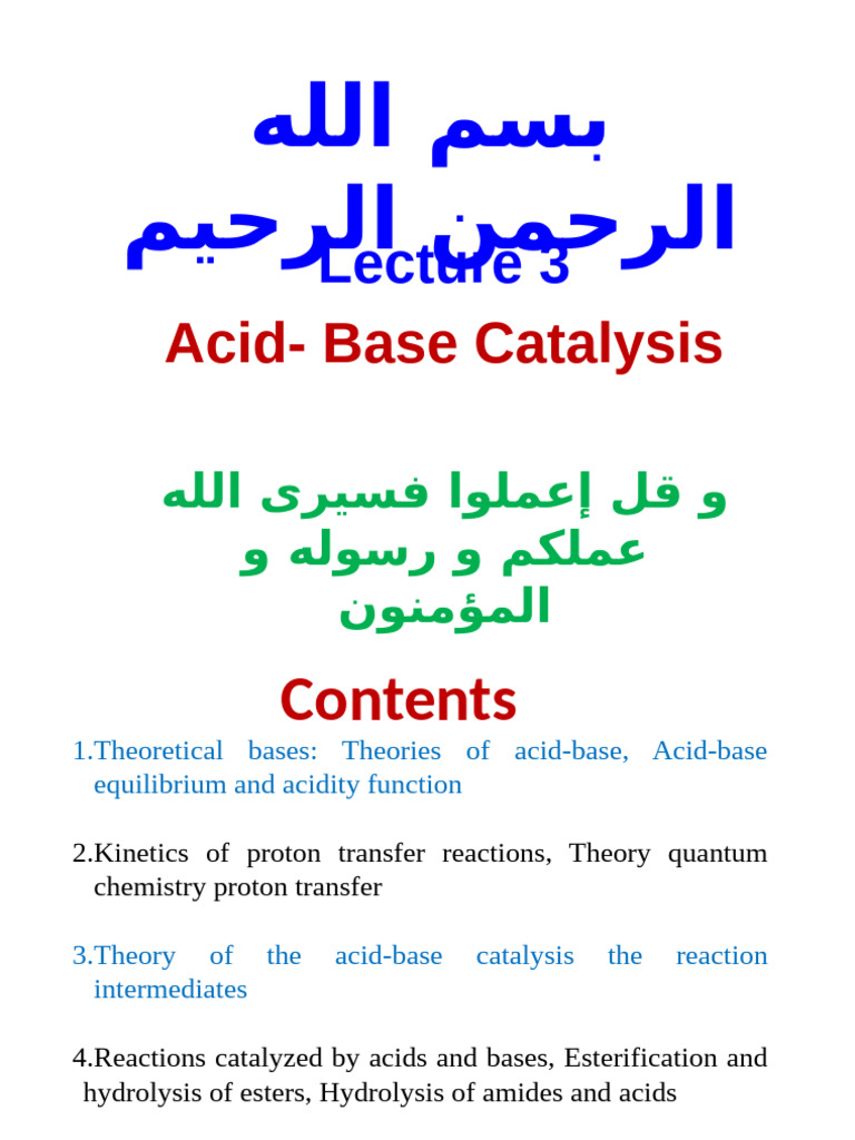 Lecture 3 Acid-base Catalysis | PDF | Ester | Acid