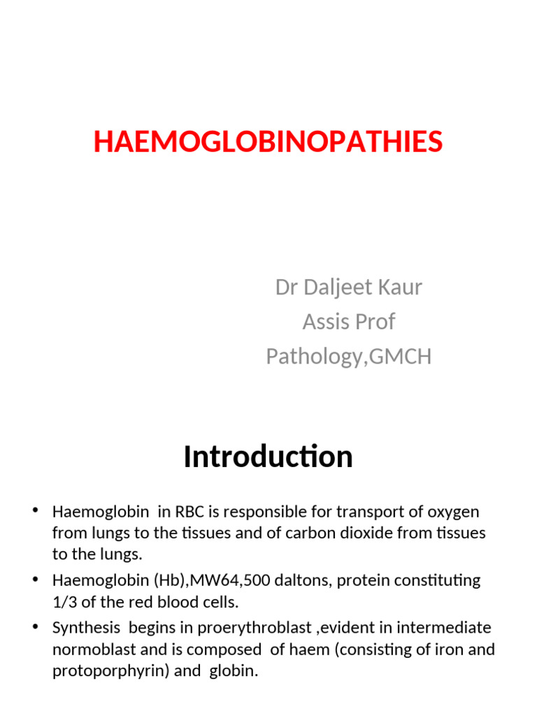 Hemoglobinopathies | PDF | Hemoglobin | Vertebrates
