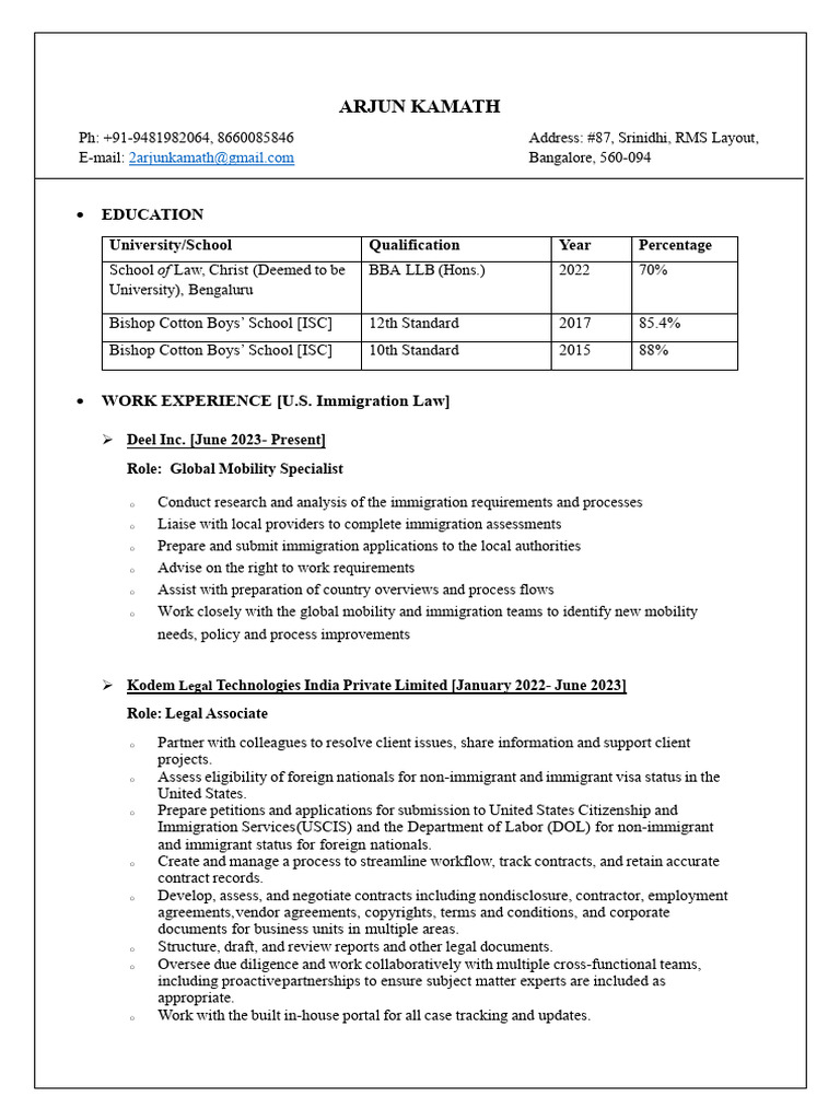 Arjun Kamath_CV | PDF | Justice | Crime & Violence