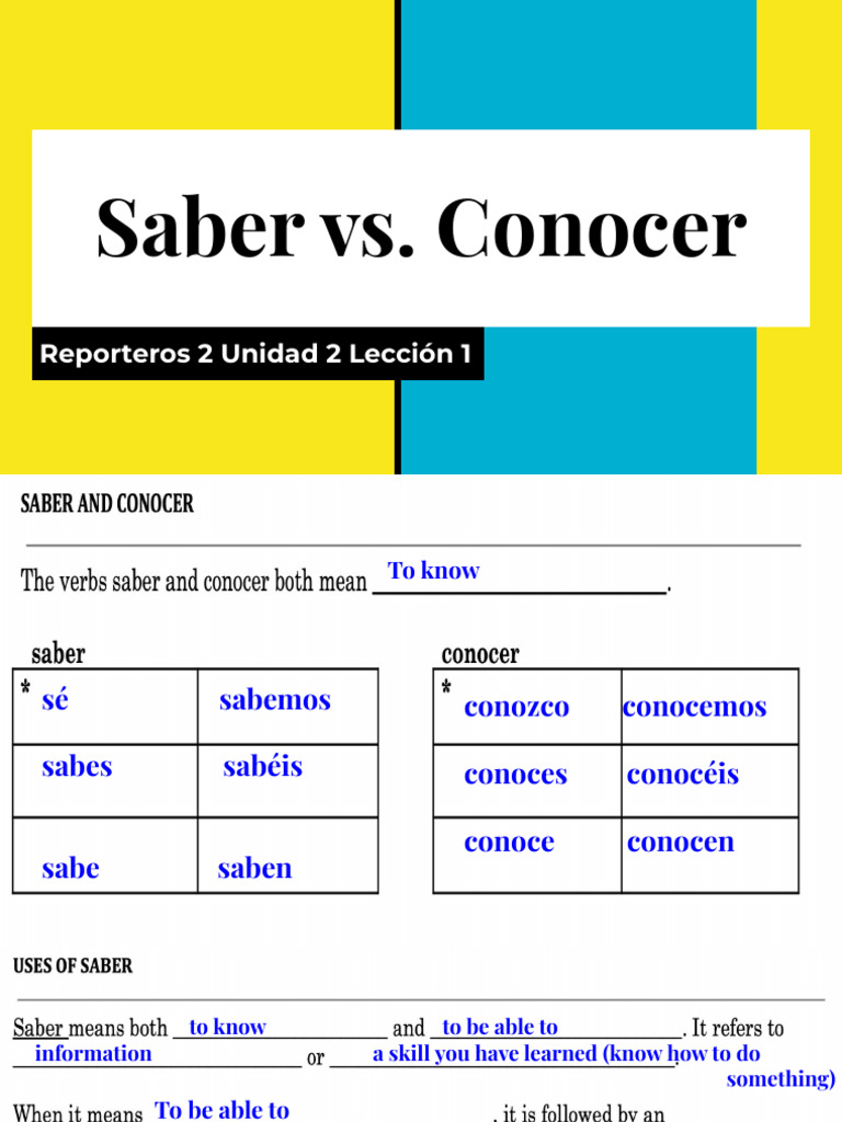 2U2.1-Saber vs. Conocer Notes | PDF