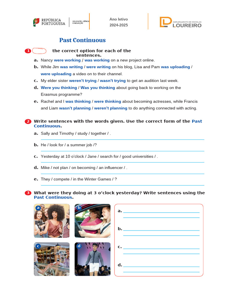 Past Continuous Worksheet for Students | PDF