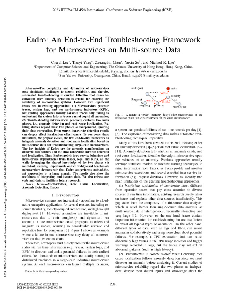 Eadro an End-To-End Troubleshooting Framework for Microservices on Multi-source Data | PDF ...