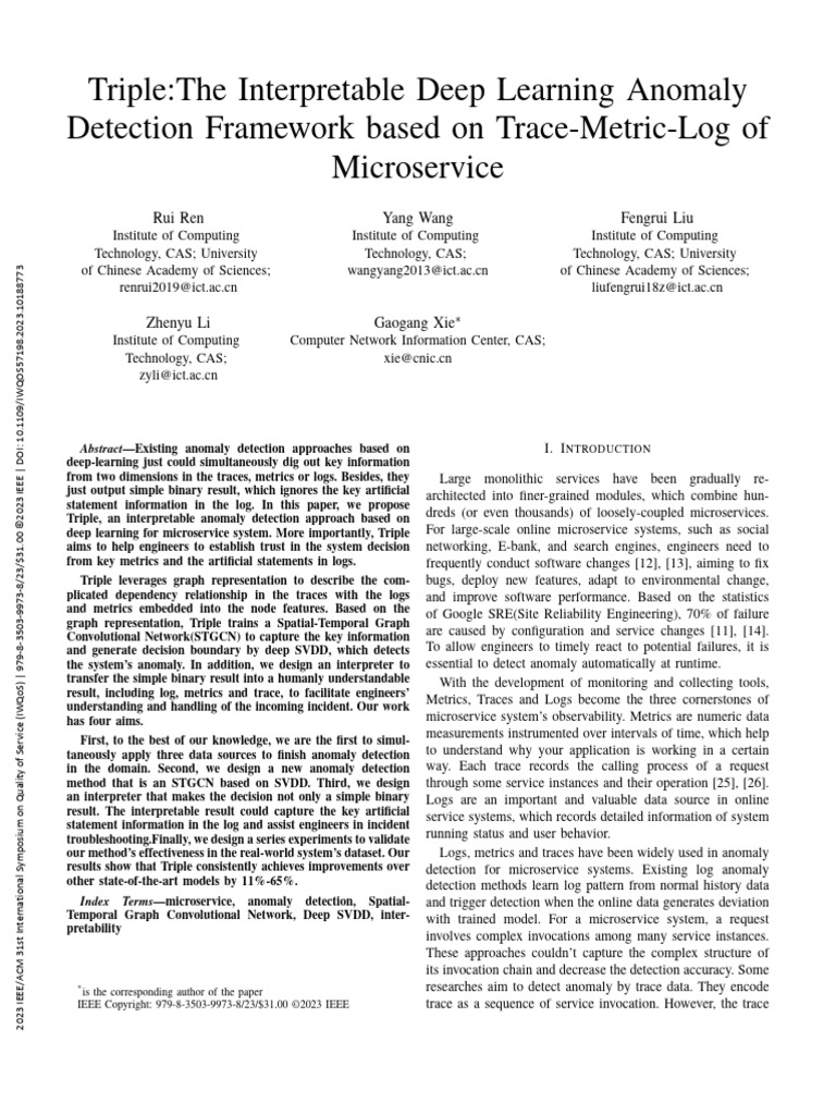 TripleThe Interpretable Deep Learning Anomaly Detection Framework Based on Trace-Metric-Log of ...
