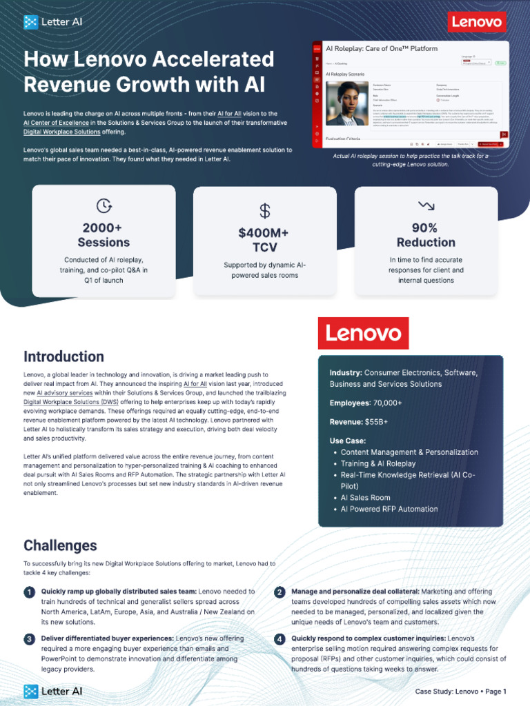66d8d16fe5698583cfe61231 - Letter AI - Lenovo Case Study | PDF | Artificial Intelligence ...