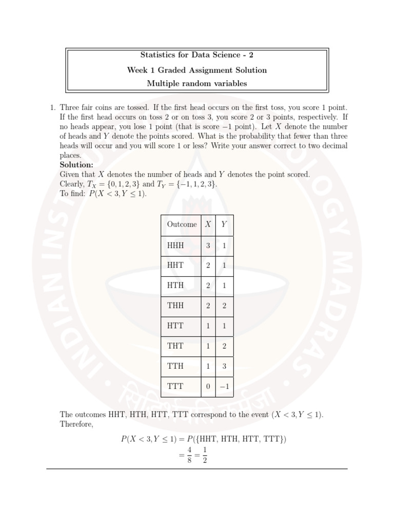 Week-1 GA Solution Jan25 | PDF | Random Variable | Measure Theory