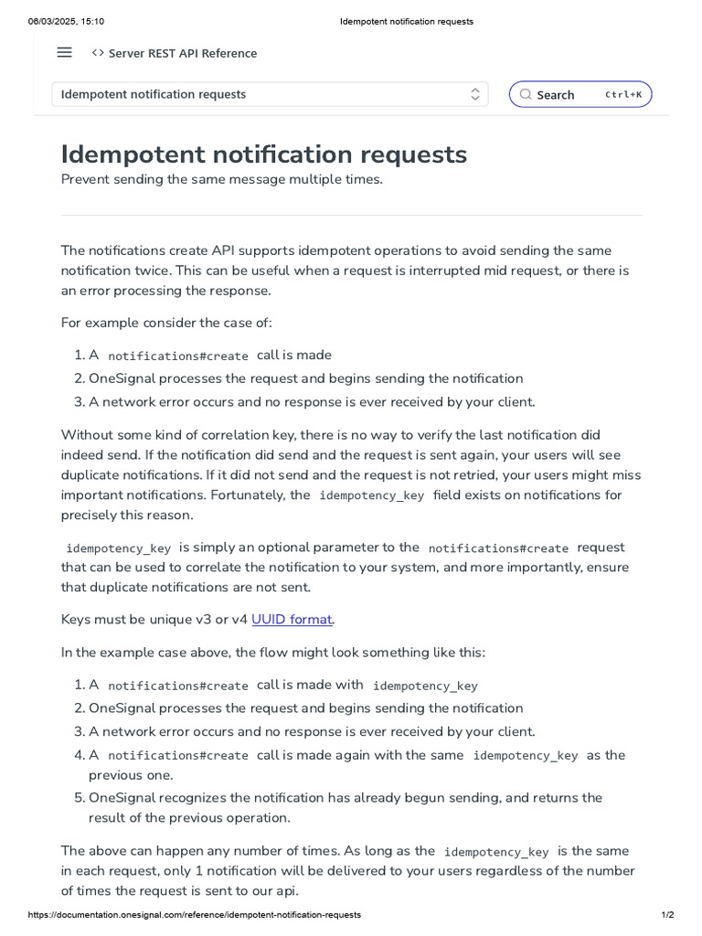 Idempotent Notification Requests | PDF | Computing | Software