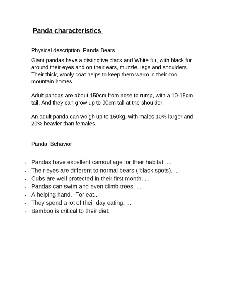 Panda Characteristics | PDF
