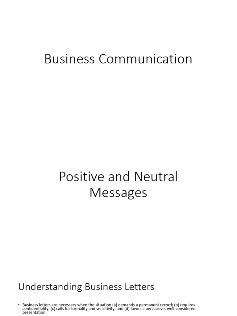 ADVCOMM Positive and Neutral Messages | PDF | Communication