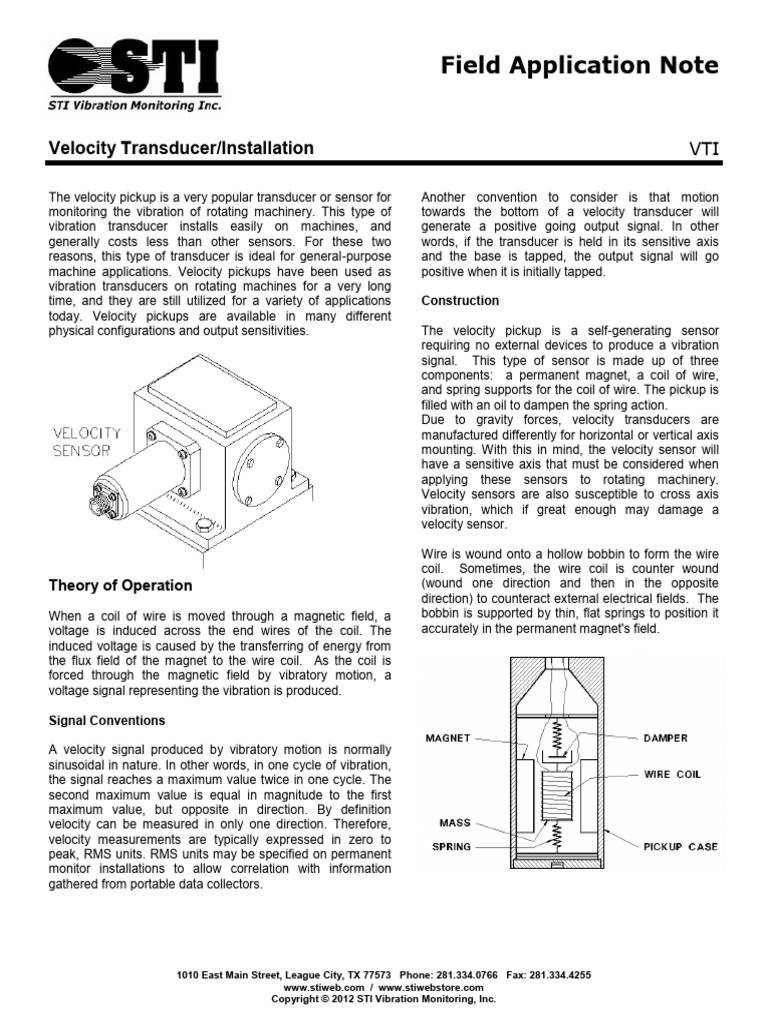 Moving Coil Velocity Transducer | PDF | Inductor | Sensor