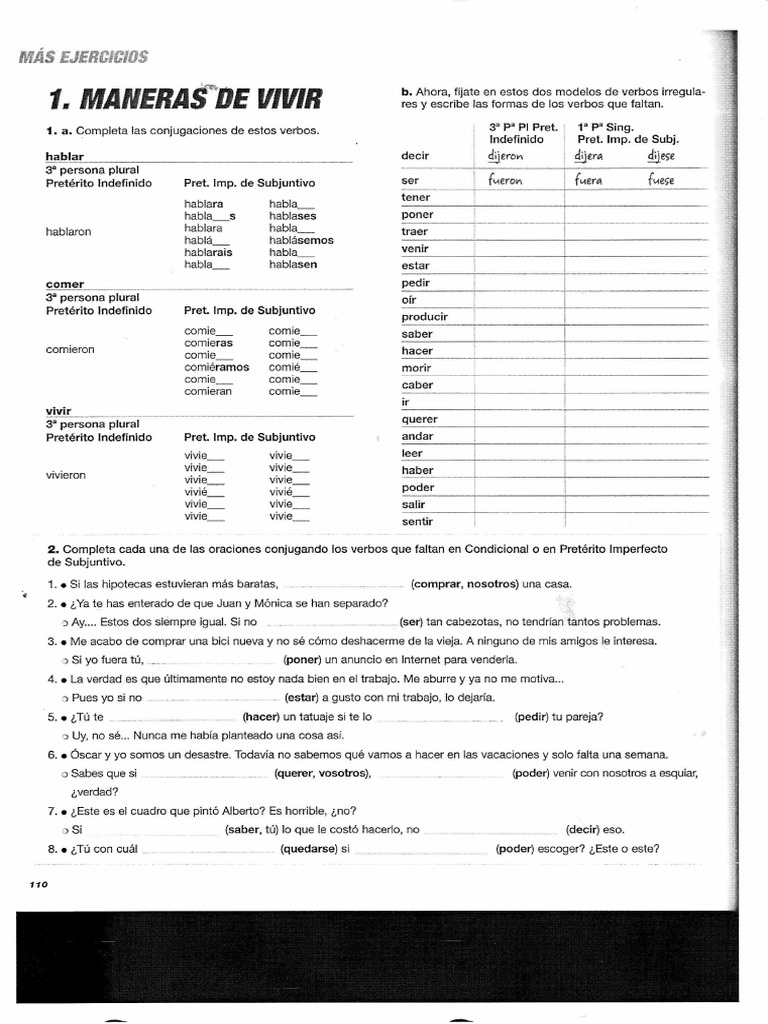 Imperfecto Subjuntivo y Segunda Condicional | PDF