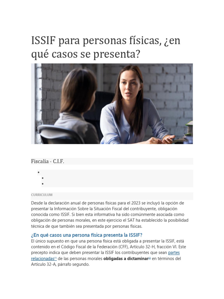 ISSIF para Personas Físicas en Que Casos Se Presenta | PDF | Impuesto sobre la renta