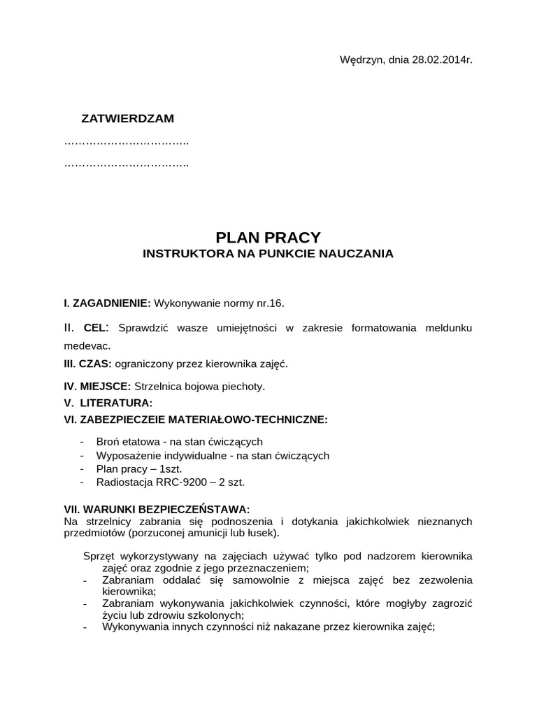 Plan Pracy Norma NR 16 Medevac | PDF