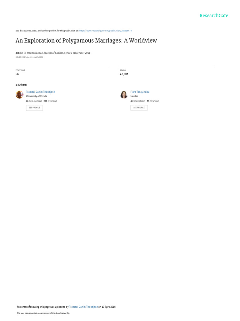 An Exploration of Polygamous Marriages A Worldview | PDF | Polygamy ...