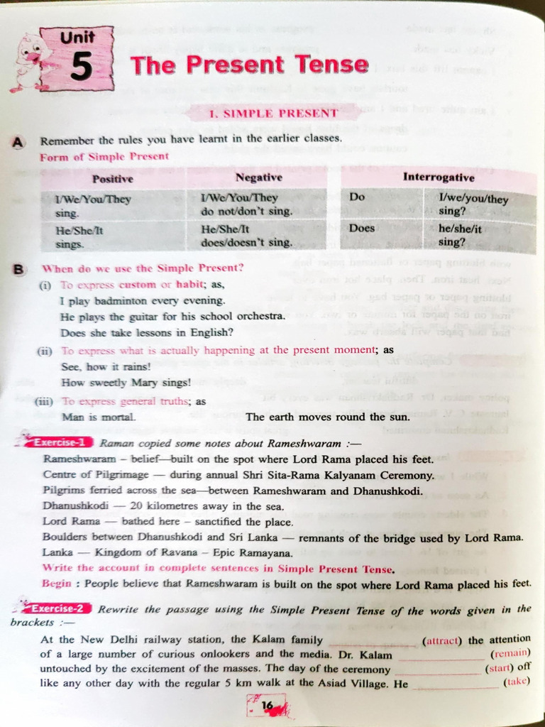CLASS 9 - Classwork - Present Tense | PDF
