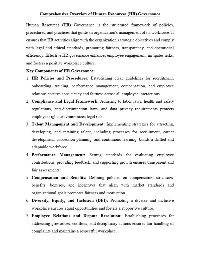 HR Governance: Framework and Best Practices | PDF | Human Resource ...