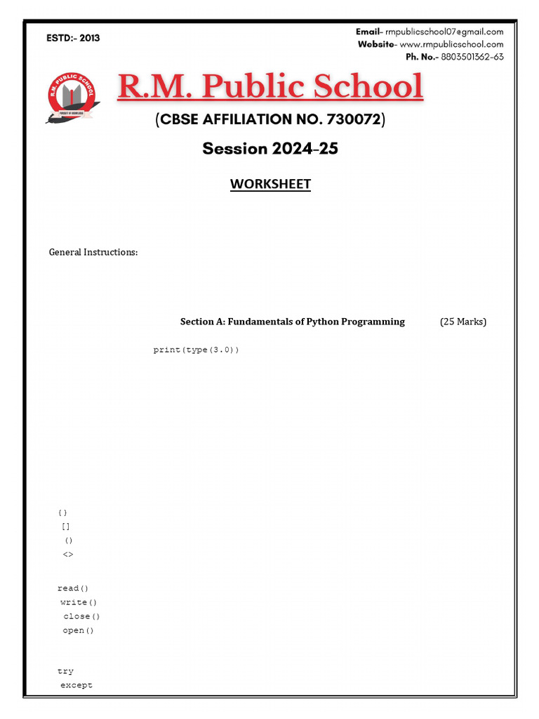 CS WORKSHEET | PDF | Computer Engineering | Computer Programming