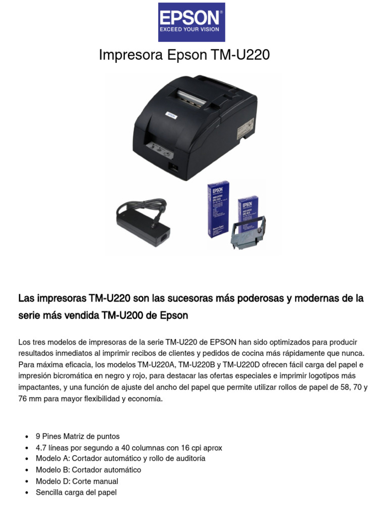 Ficha Técnica Epson TMU220 Interfaz Balanza Precisa | PDF | Ingeniería Informática | Software