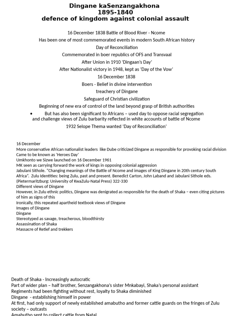Week 4 PPT Slides Dingane Kasenzangakhona | PDF | Zulu Kingdom | Colony ...