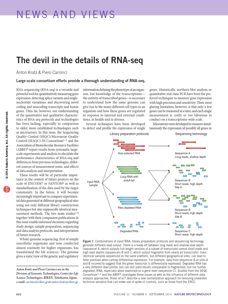 Kratz Et Al. 2014. The Devil in Details RNAseq | PDF | Dna Sequencing ...