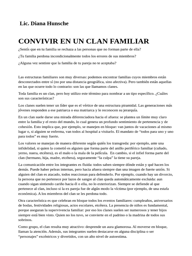 Características de los clanes familiares | PDF | Infidelidad | Clanes