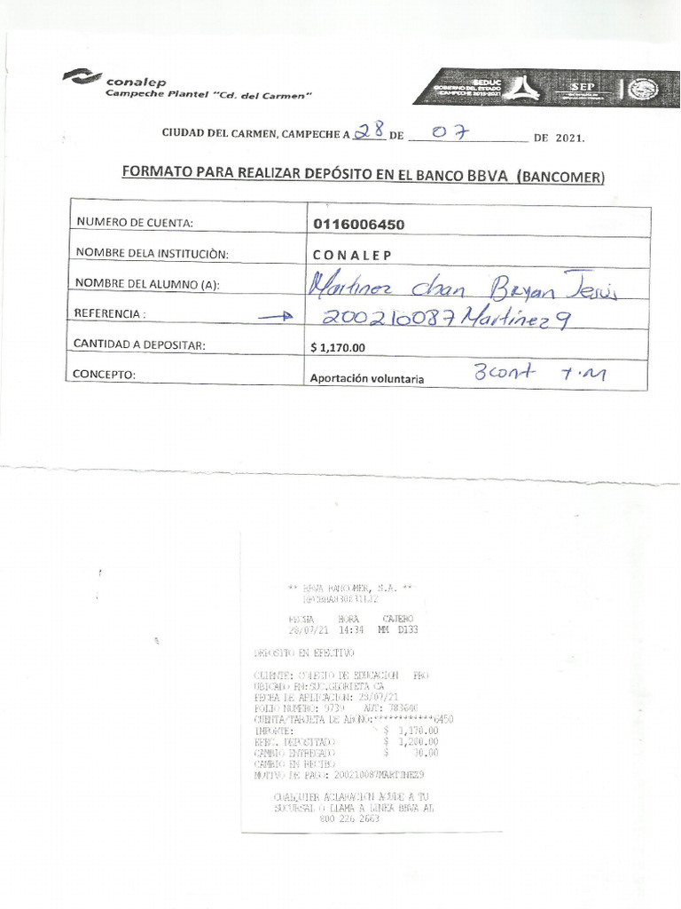 Recibo Conalep Bryan | PDF