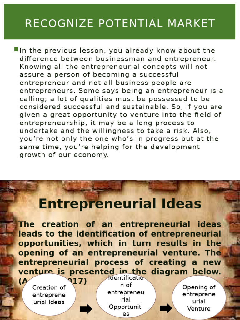 Recognize Potential Market | PDF | Expense | Entrepreneurship