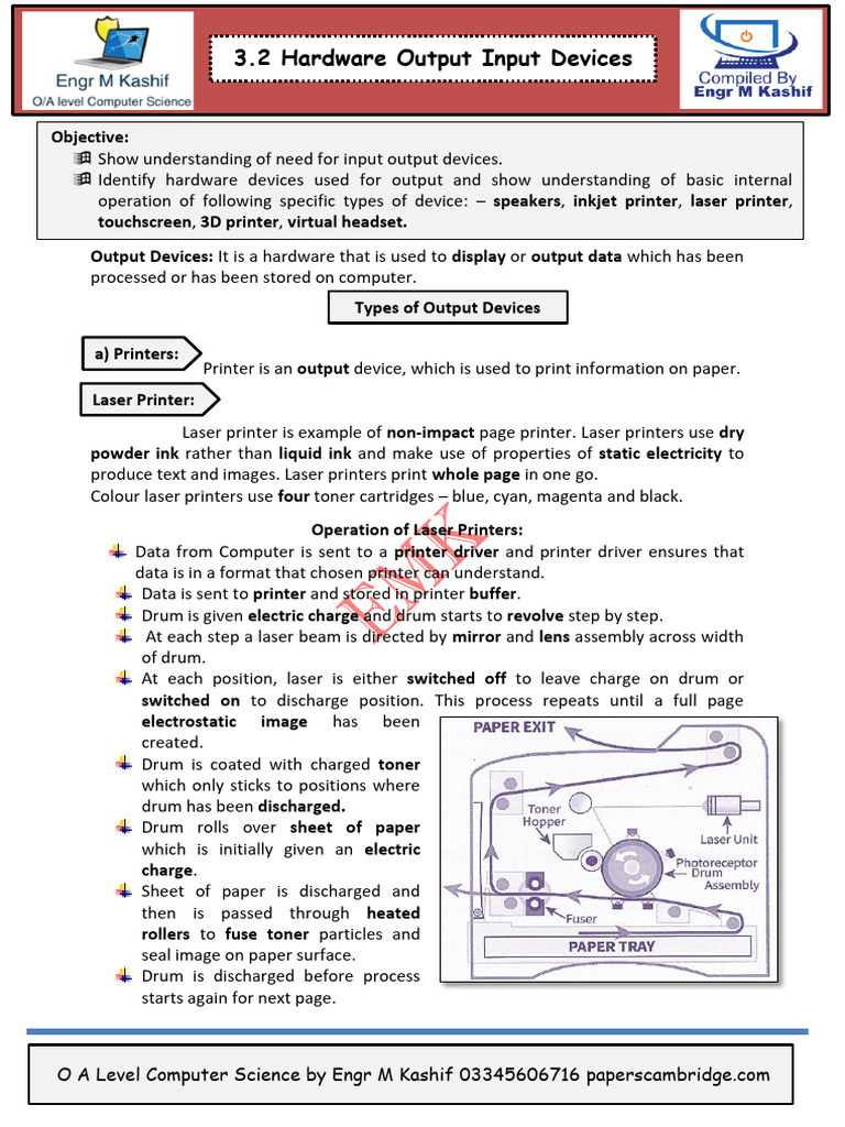 3.2 Hardware Ouput Input Devices Notes by EMK | PDF | Printer ...