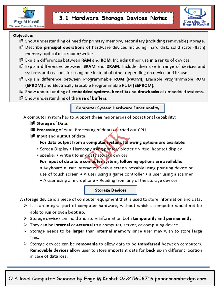 Hardware Storage Devices Overview | PDF | Random Access Memory | Computer Data Storage