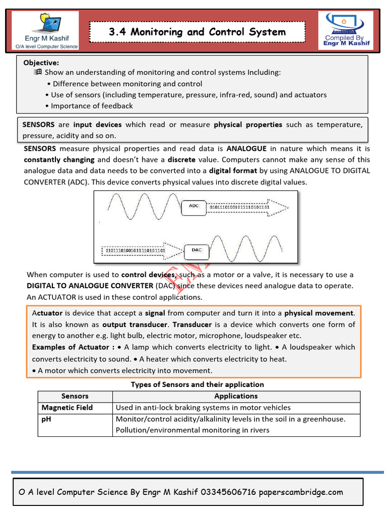 Monitoring and Control Systems Explained | PDF | Analog To Digital ...