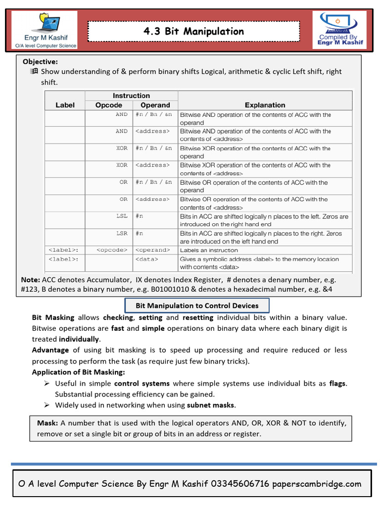 4.3 Bit Manipulation Notes by EMK | PDF | Computer Engineering | Computing