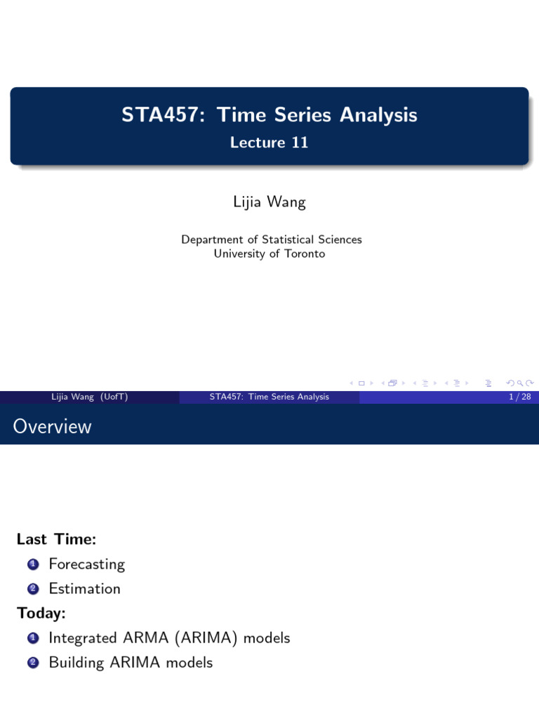 STA457_Lecture11 | PDF | Autoregressive Integrated Moving Average | Time Series
