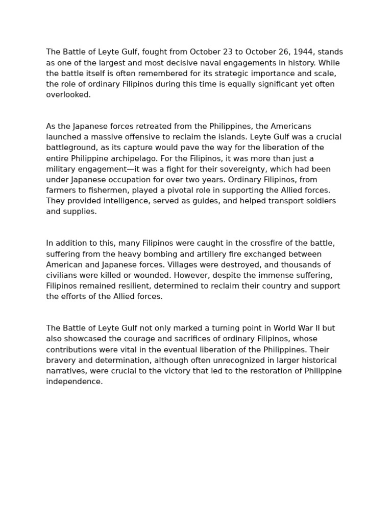 Battle of Leyte Gulf Essay 9th Grade English | PDF