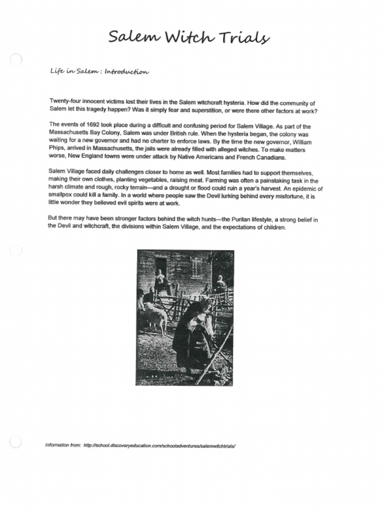 Salem+Witch+Trials+Intro +readings | PDF