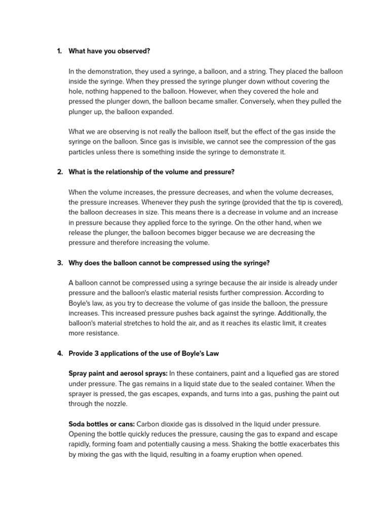 Boyle's Law Demonstration Insights | PDF | Gases | Underwater Diving