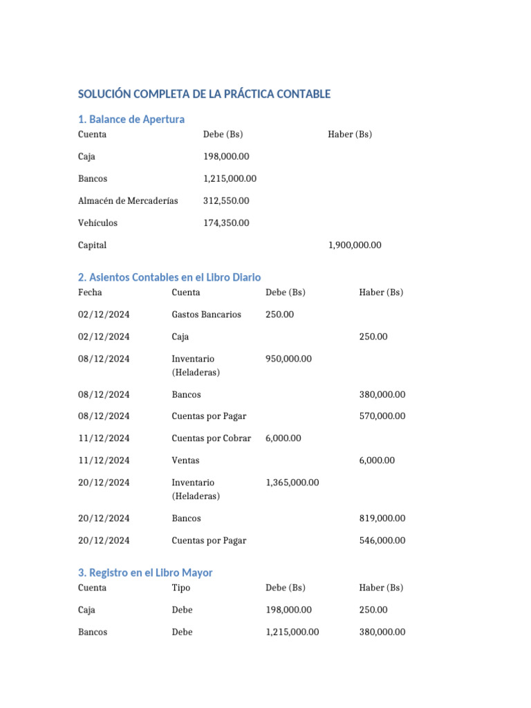 Solucion Completa Practica Contable | PDF