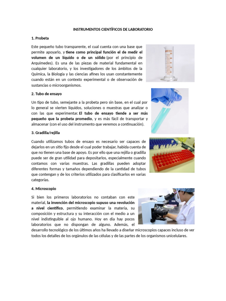 Instrumentos Esenciales de Laboratorio | PDF | Laboratorios | Biología ...