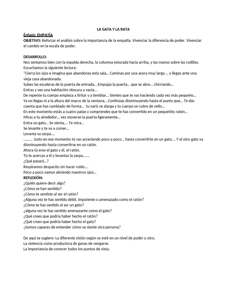 Empatía en la Gata y el Ratón | PDF
