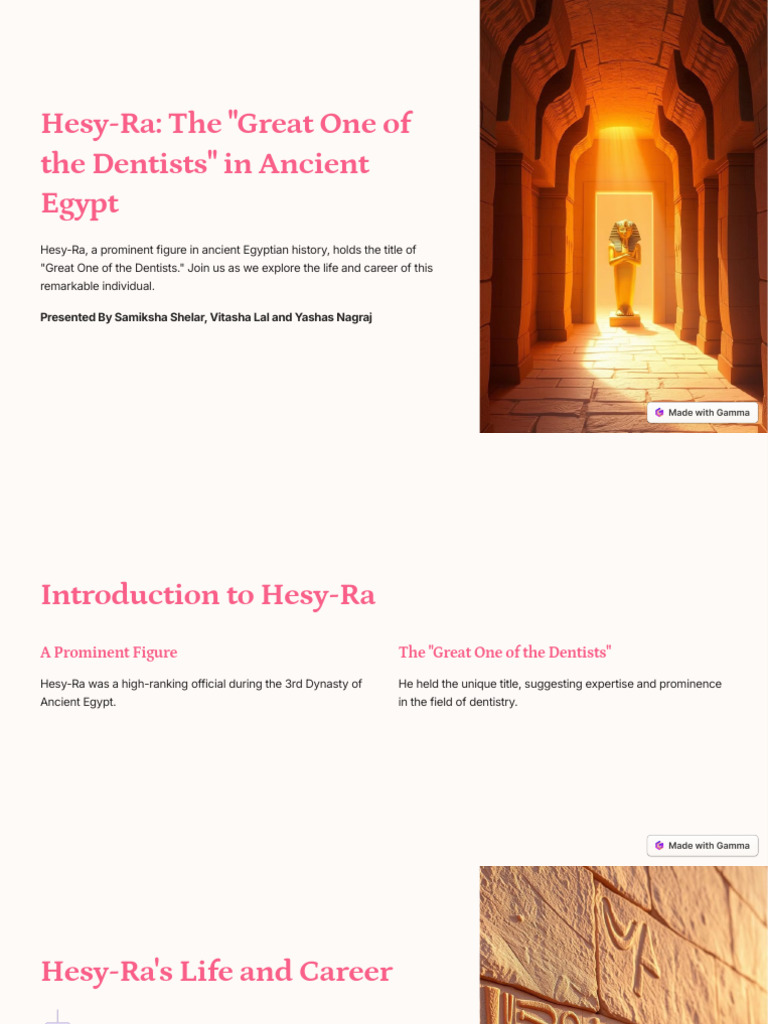 Hesy-Ra: Pioneer of Ancient Dentistry | PDF | Dentistry | Ancient Egypt