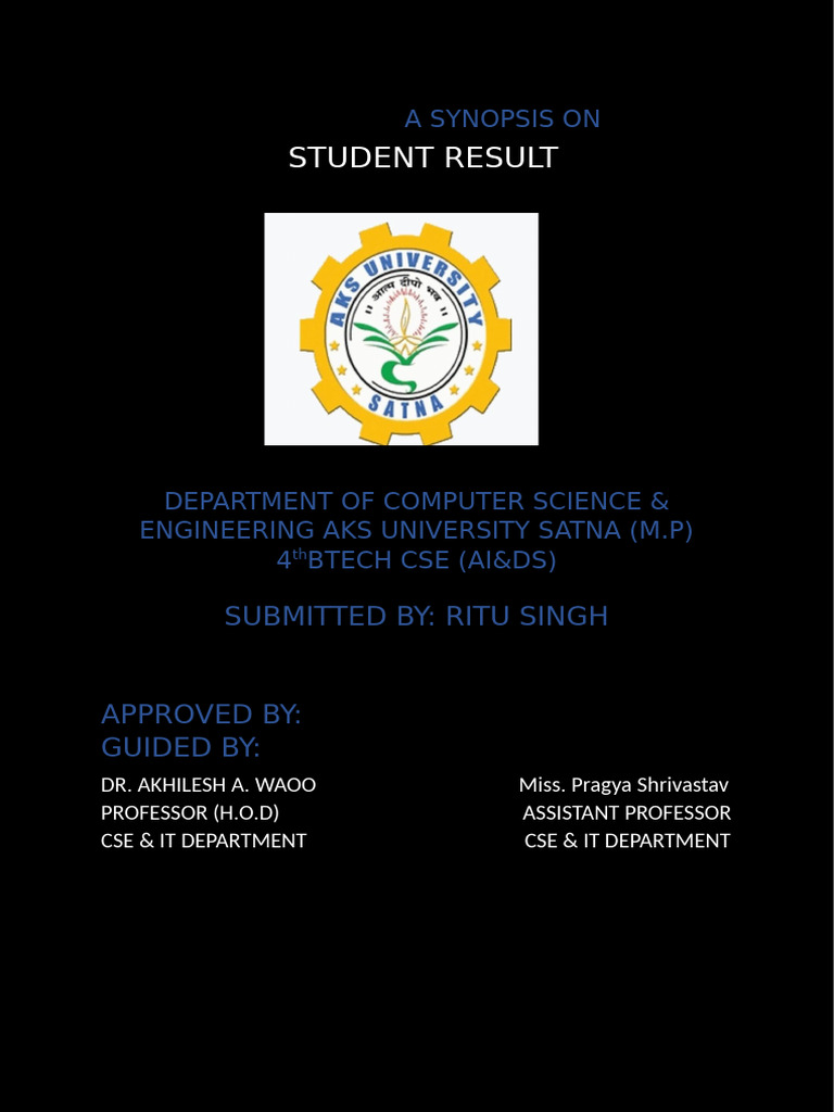 synopsis_on_student_result ritu 2 | PDF | Teachers | Educational Assessment