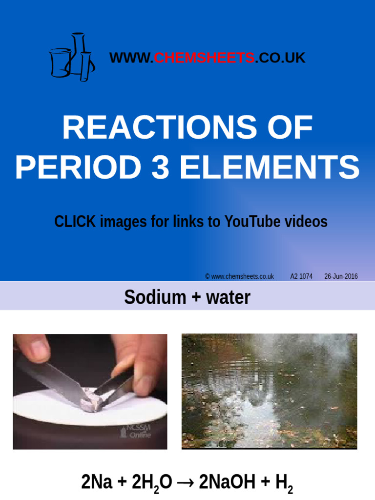 Chemsheets A2 1074 Period 3 Reactions | PDF
