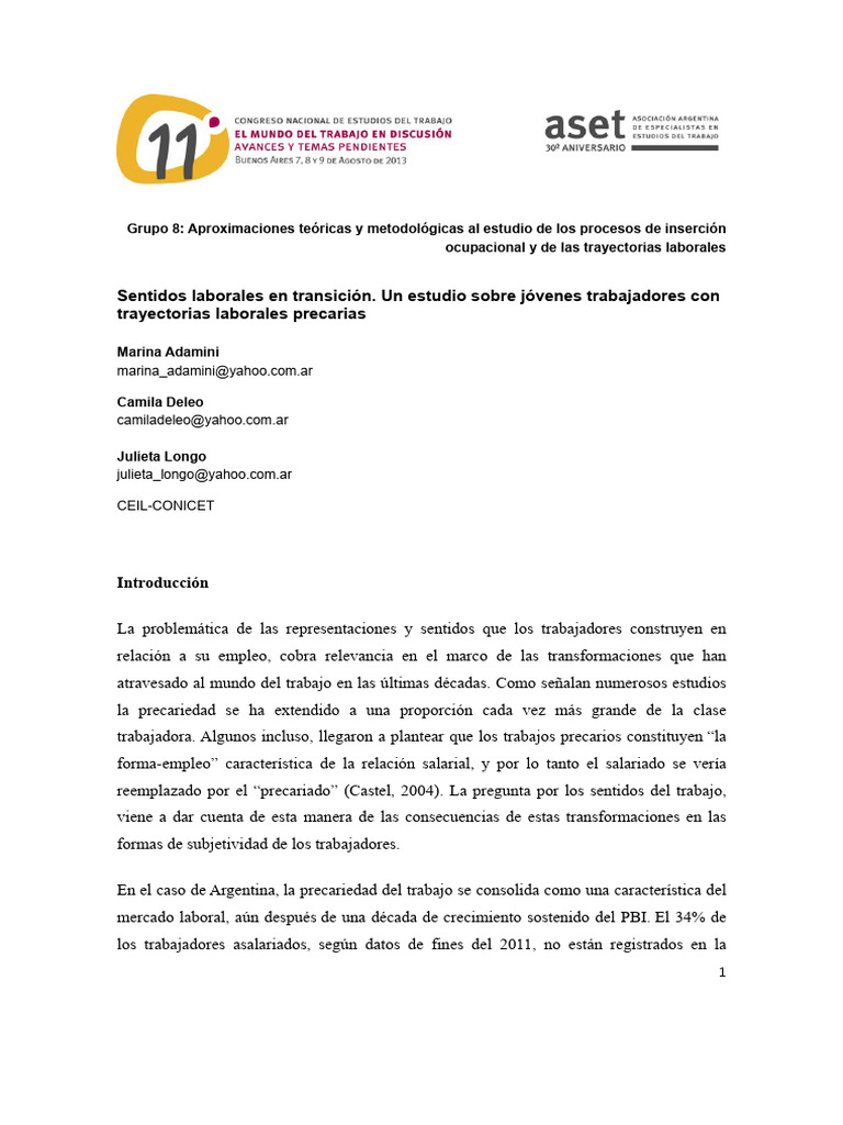 Adamini y Otras 2013 | PDF | Empleo | Desempleo