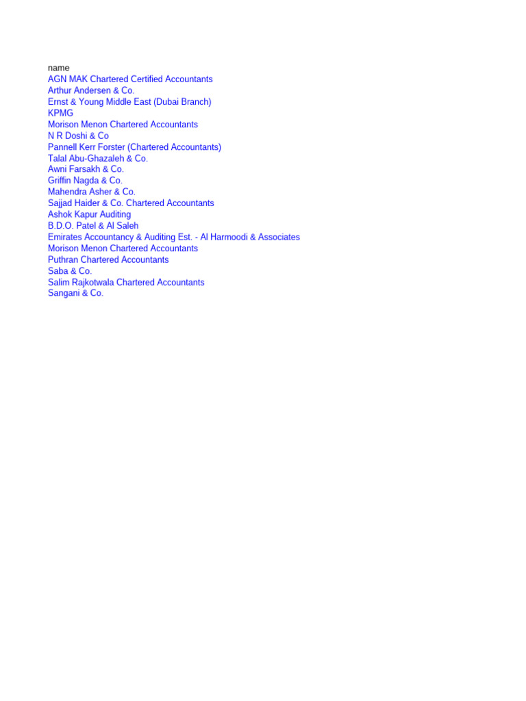 Chartered Accountants in Dubai List | PDF