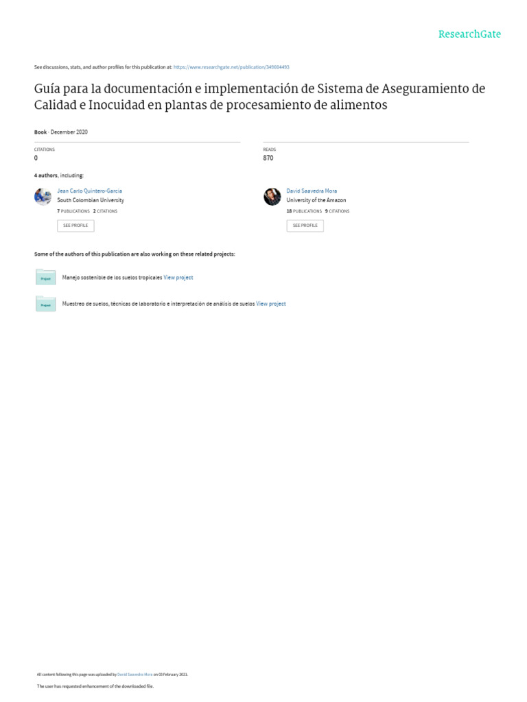 Guía para La Documentación e Implementación de Sistema de Aseguramiento de Calidad e Inocuidad ...