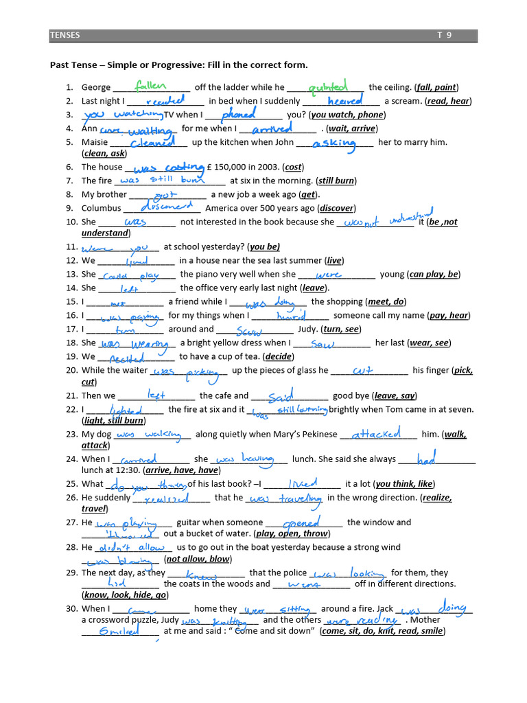 Simple past or progressive | PDF