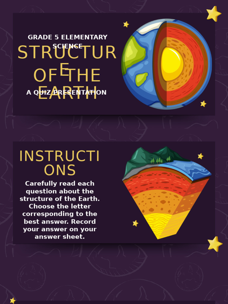 Structure of The Earth Quiz Activity Presentation in Purple and White ...